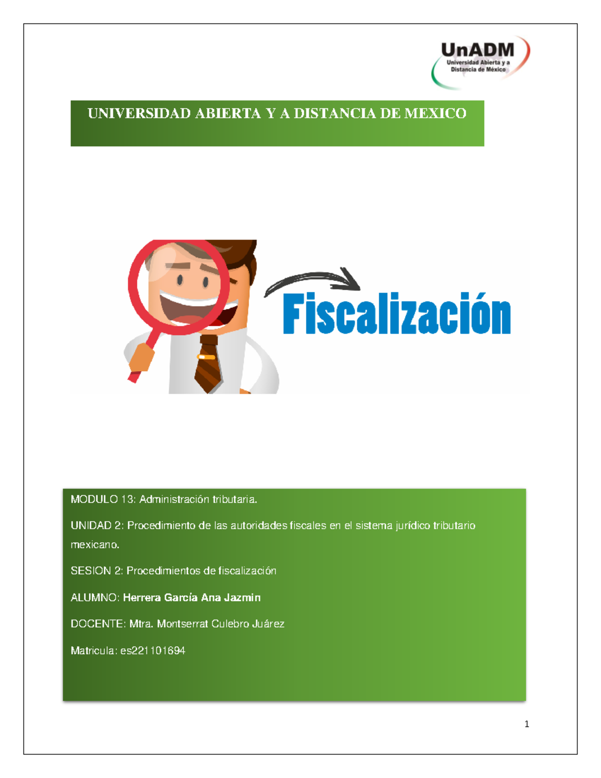 M13 U2 S2 umadm - MODULO 13 : Administración tributaria. UNIDAD 2 ...