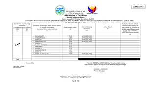 Form 3 - lgu DOC - Monthly Cumulative Monitoring Report On Barangay ...