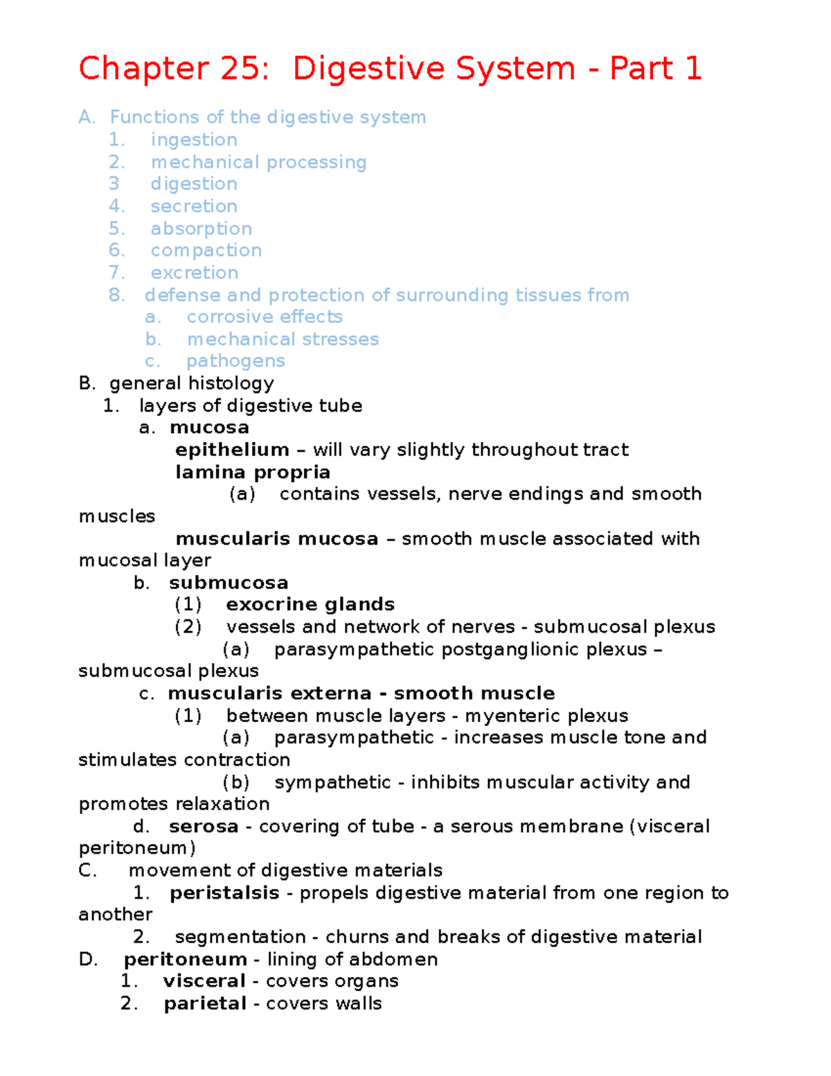 Ch. 25 pt 1 outline - Lecture notes Ch. 25 pt. 1 - Chapter 25 ...