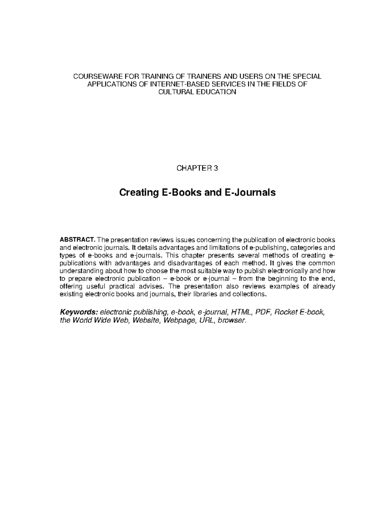 E-journal - my e journal - COURSEWARE FOR TRAINING OF TRAINERS AND ...