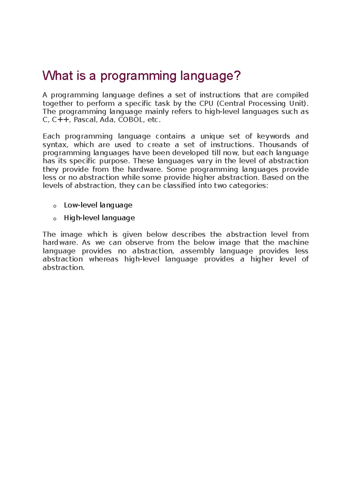 HIGH Level AND LOW Level Language - What is a programming language? A ...