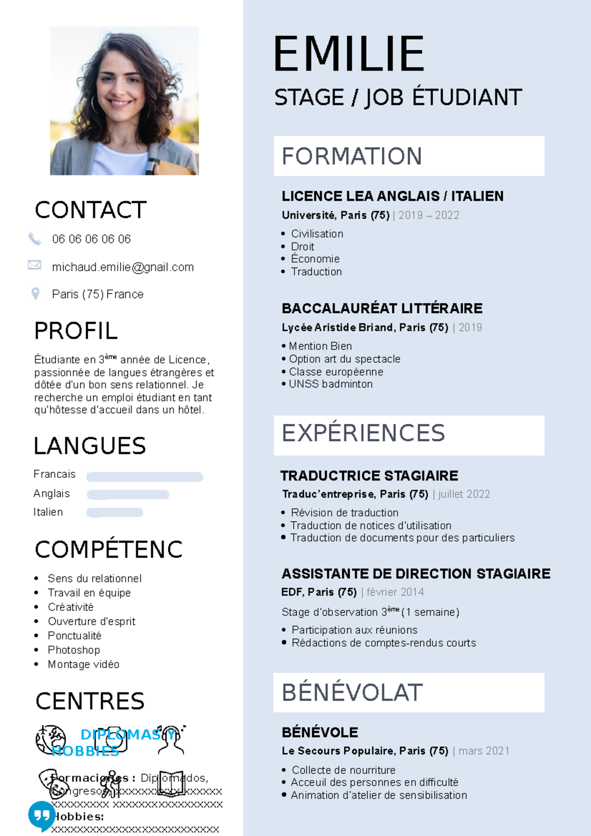 231 modele cv etudiant - cv pour les étudiants - STAGE / JOB ÉTUDIANT ...