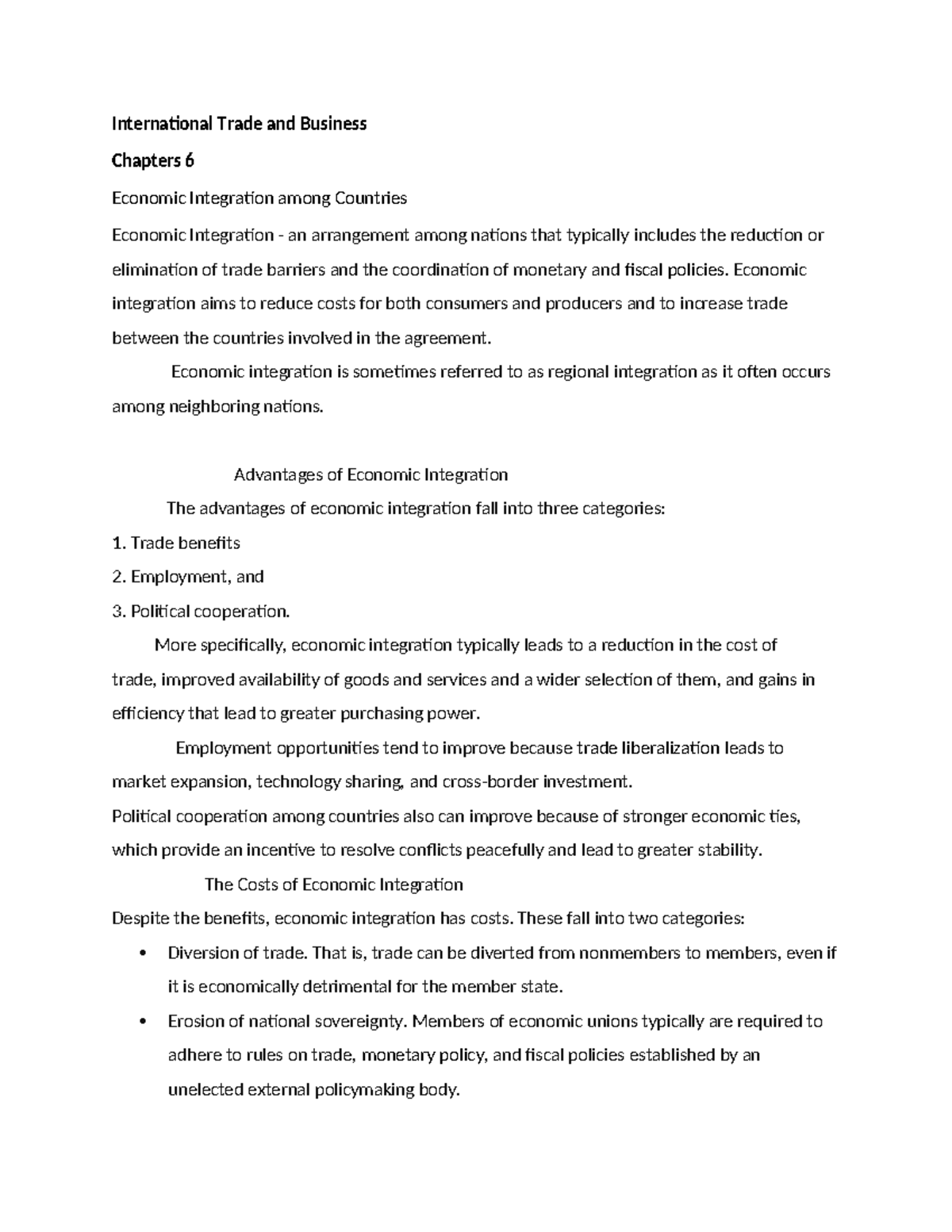 International trade chap 678 - International Trade and Business ...