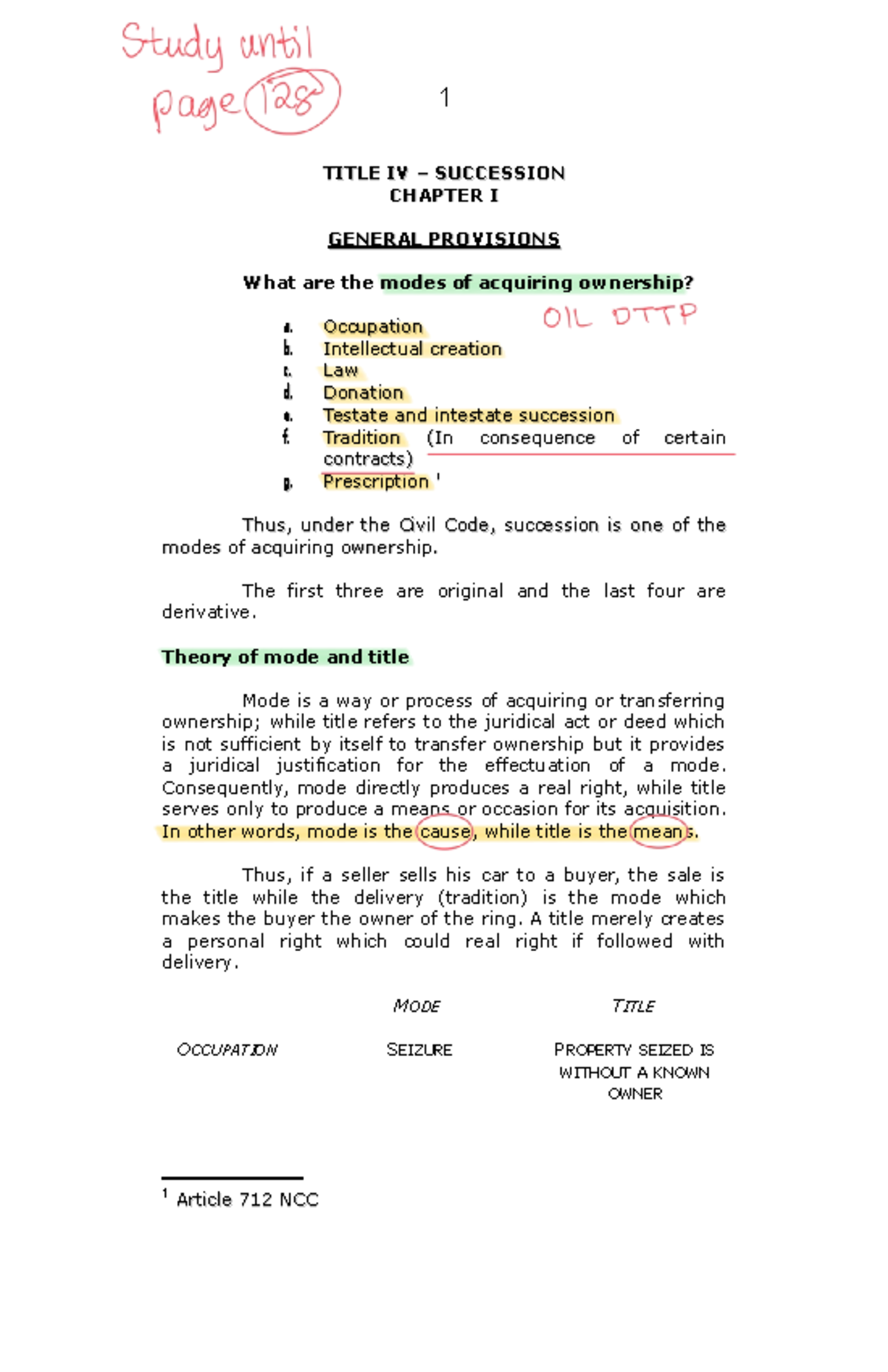 Notes-on-Succession - Notes - TITLE IV – SUCCESSION TITLE IV ...