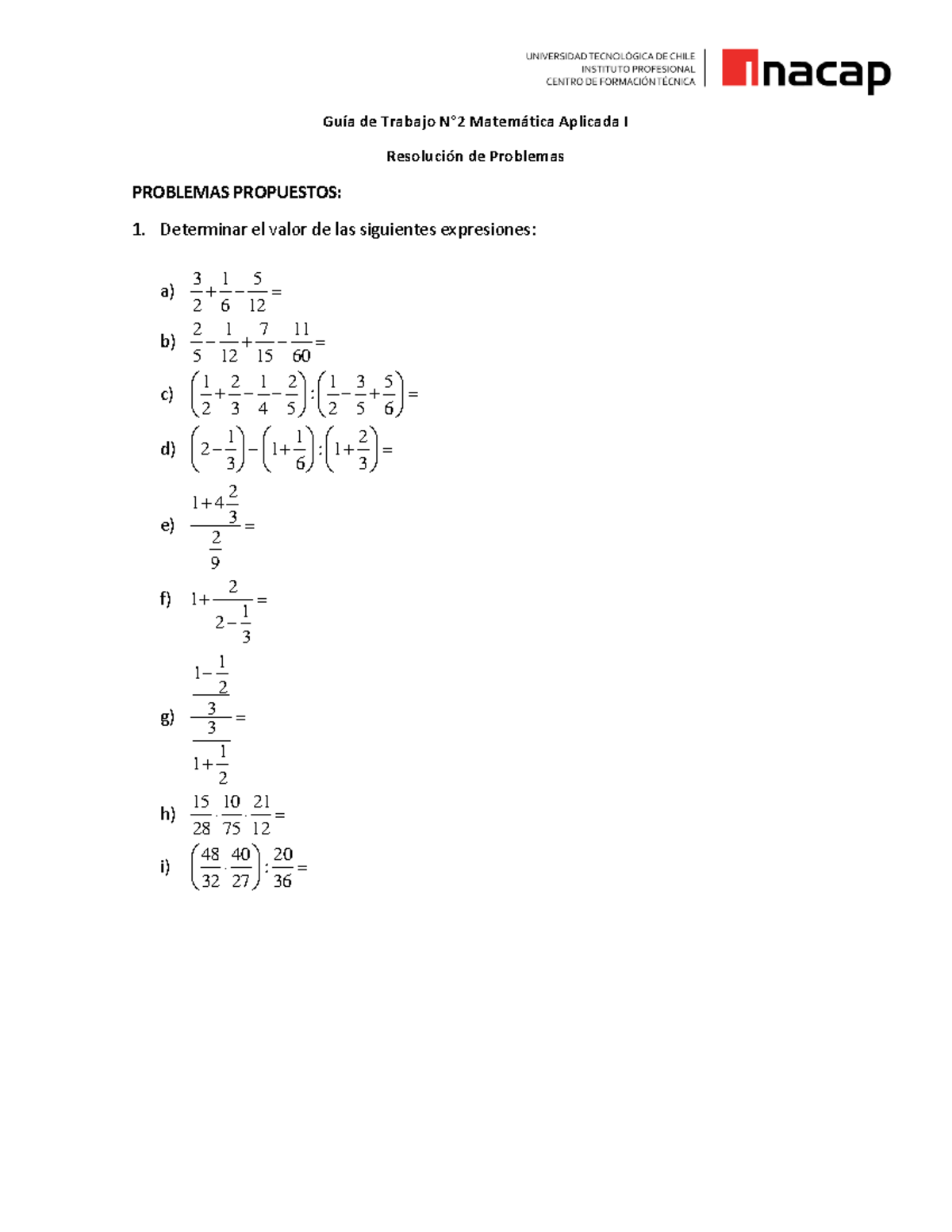 Guia4 Resolucion de Problemas - Warning: TT: undefined function: 32 Guía de Trabajo N°2 ...