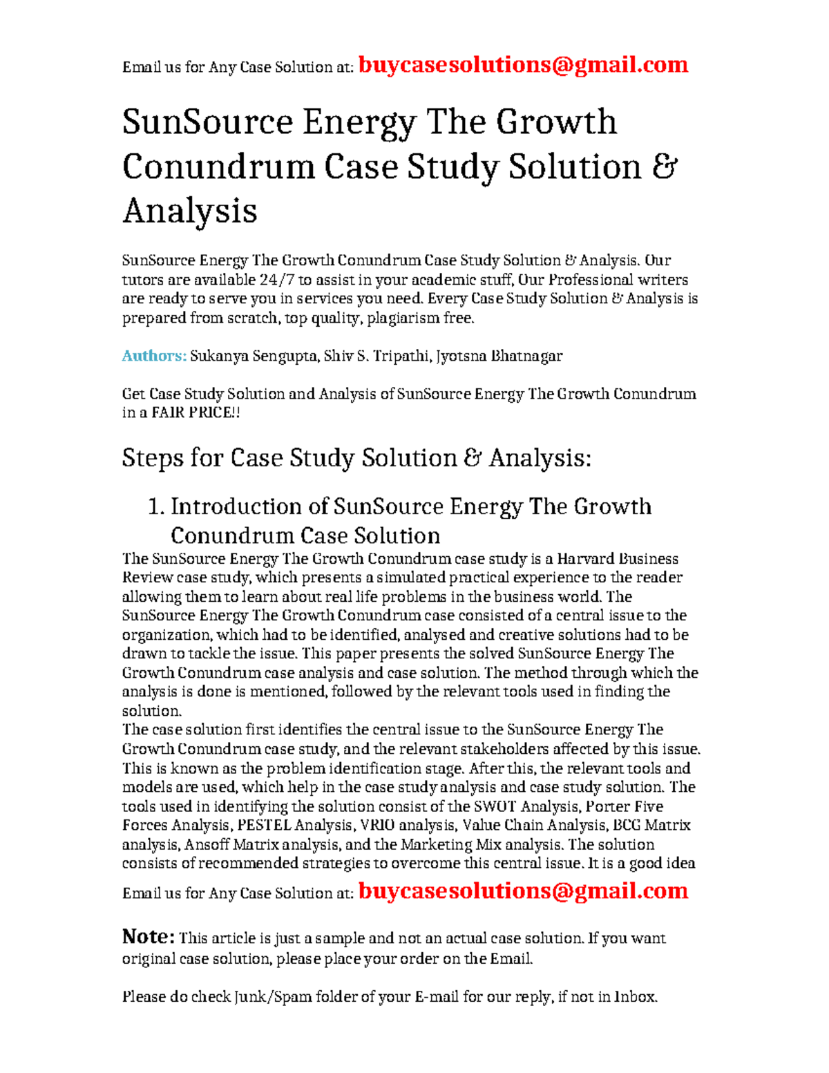 Sun Source Energy The Growth Conundrum Case Study Solution Analysis - SunSource Energy The ...