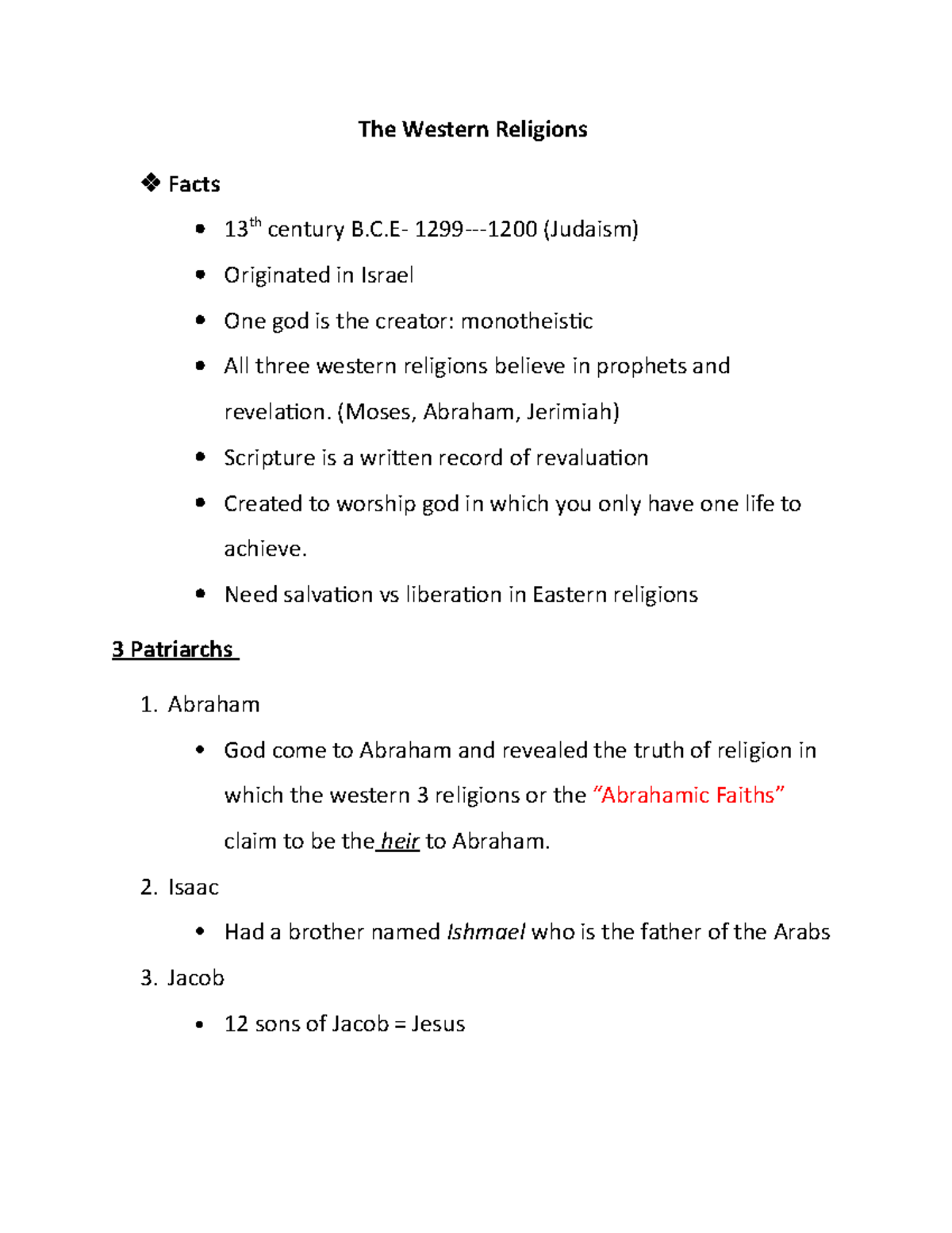 The Western Religions - overall summary - The Western Religions Facts ...