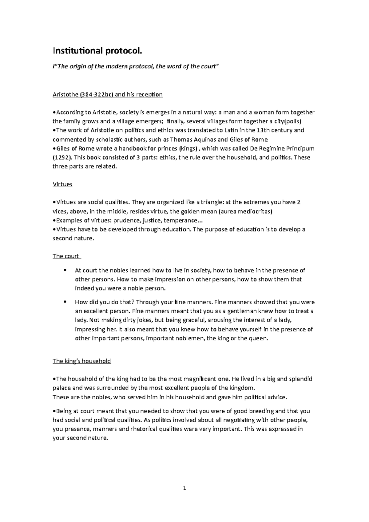 Institutional protocol Apuntes - Institutional protocol. I"The origin ...