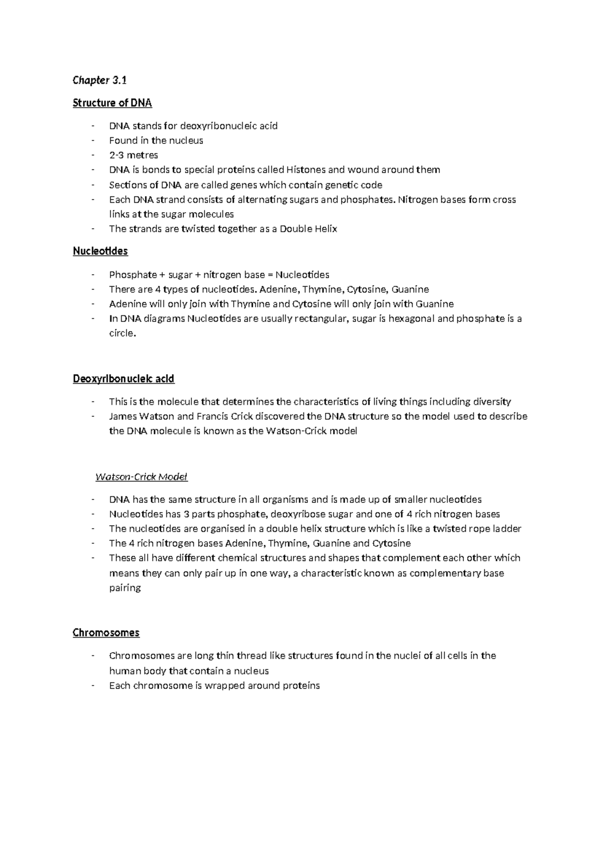 Bio Notes - dwcsejbhksvhkshkvhfvhkvhkfhkvfs - Chapter 3. Structure of ...