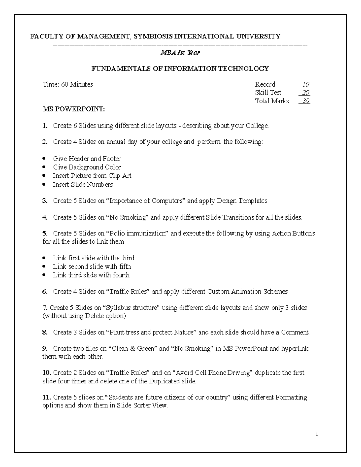 Fundamentals of IT - Assignment - FACULTY OF MANAGEMENT, SYMBIOSIS ...