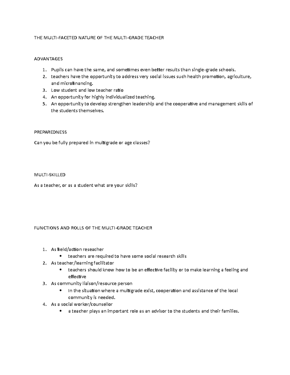 UNIT 2 MULTI-GRADE CLASSES - THE MULTI-FACETED NATURE OF THE MULTI ...