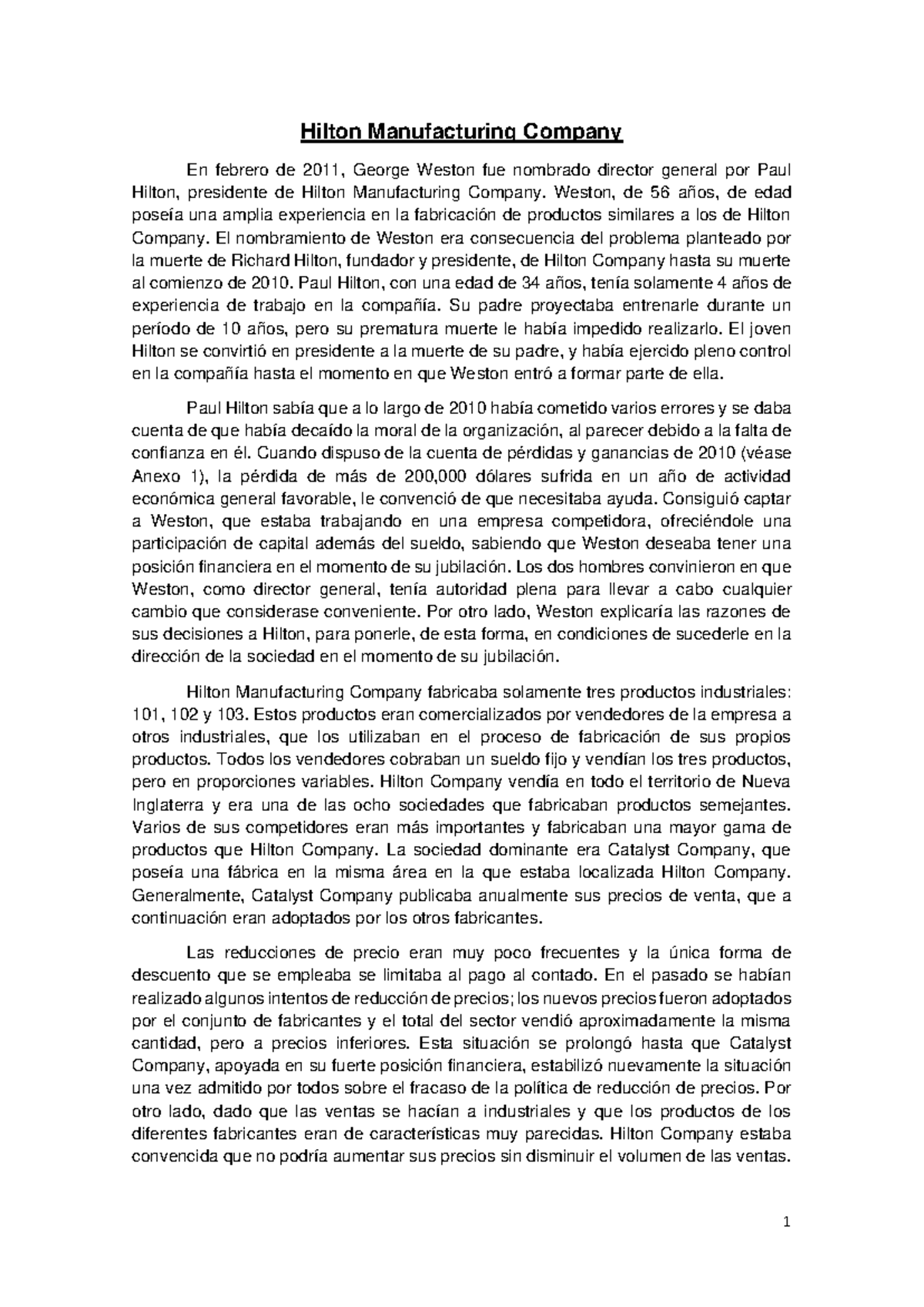 1Hilton Manufacturing Company- El margen de contribución - Hilton ...