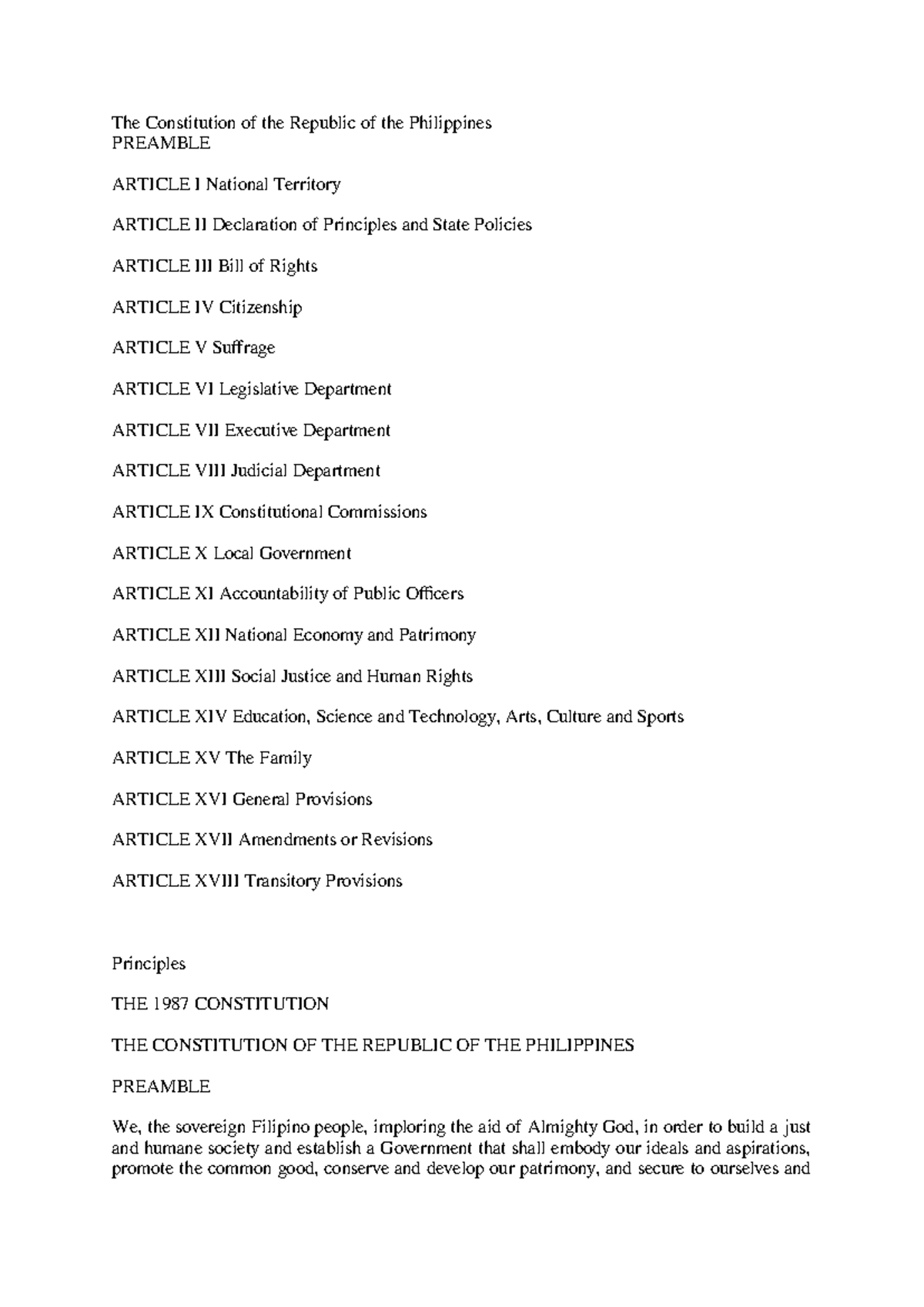 Codal - The Constitution of the Republic of the Philippines PREAMBLE ...
