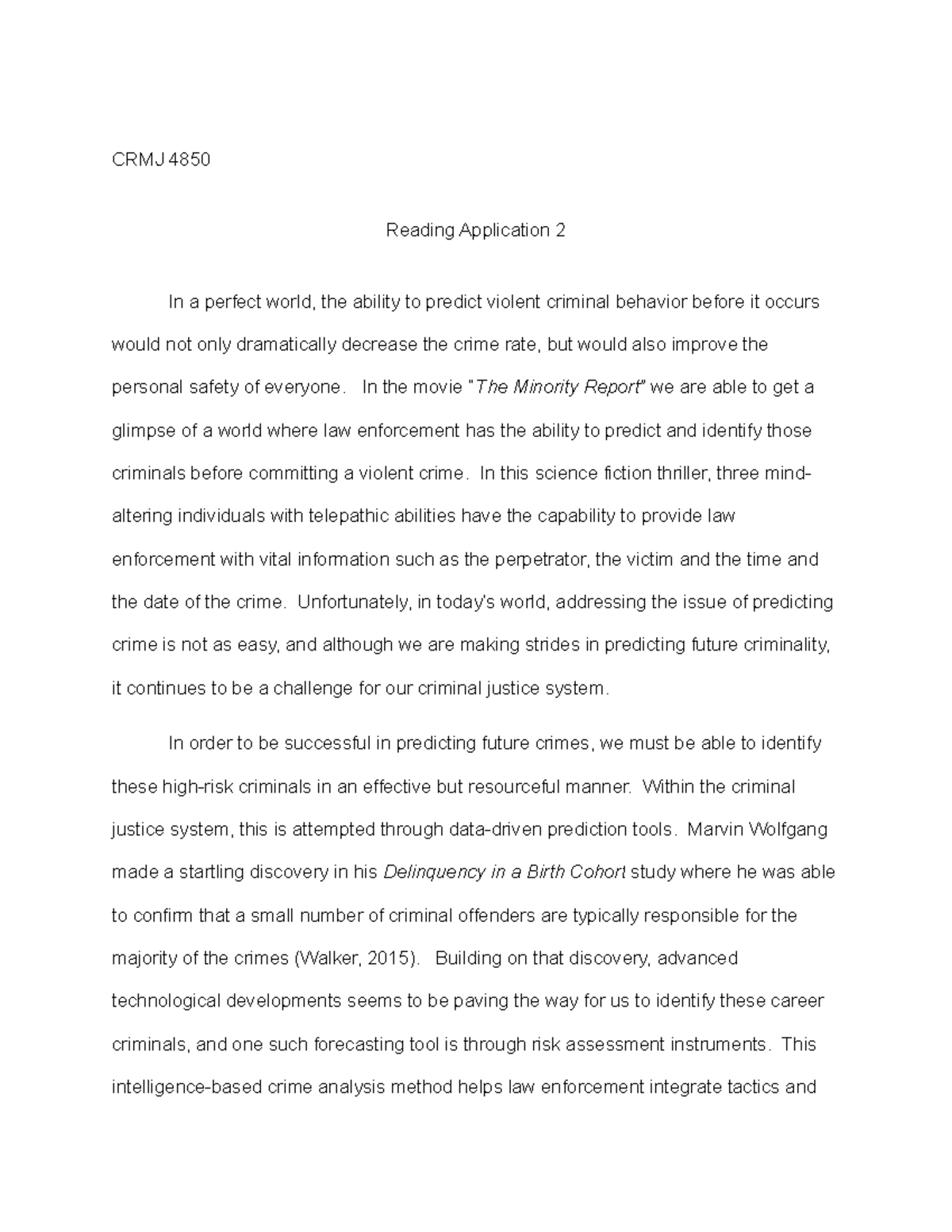 Capstone Reading Application 2 - CRMJ 4850 Reading Application 2 In a ...