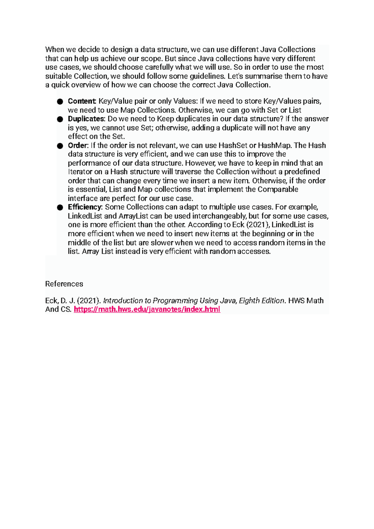 Java Collection Unit 5 - When writing a data structure, what should be ...