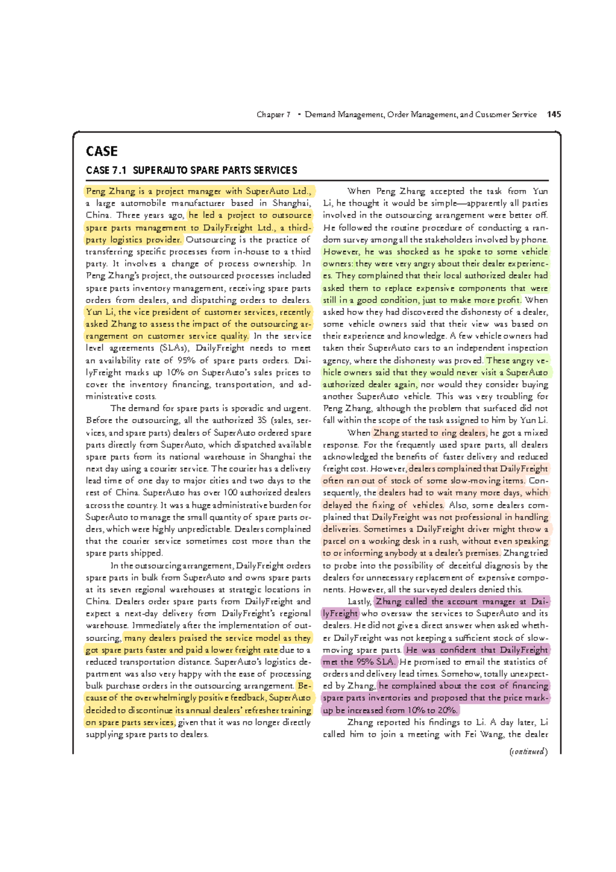 Chapter 7 Case highlight - 145 CASE CASE 7 SUPERAUTO SPARE PARTS ...