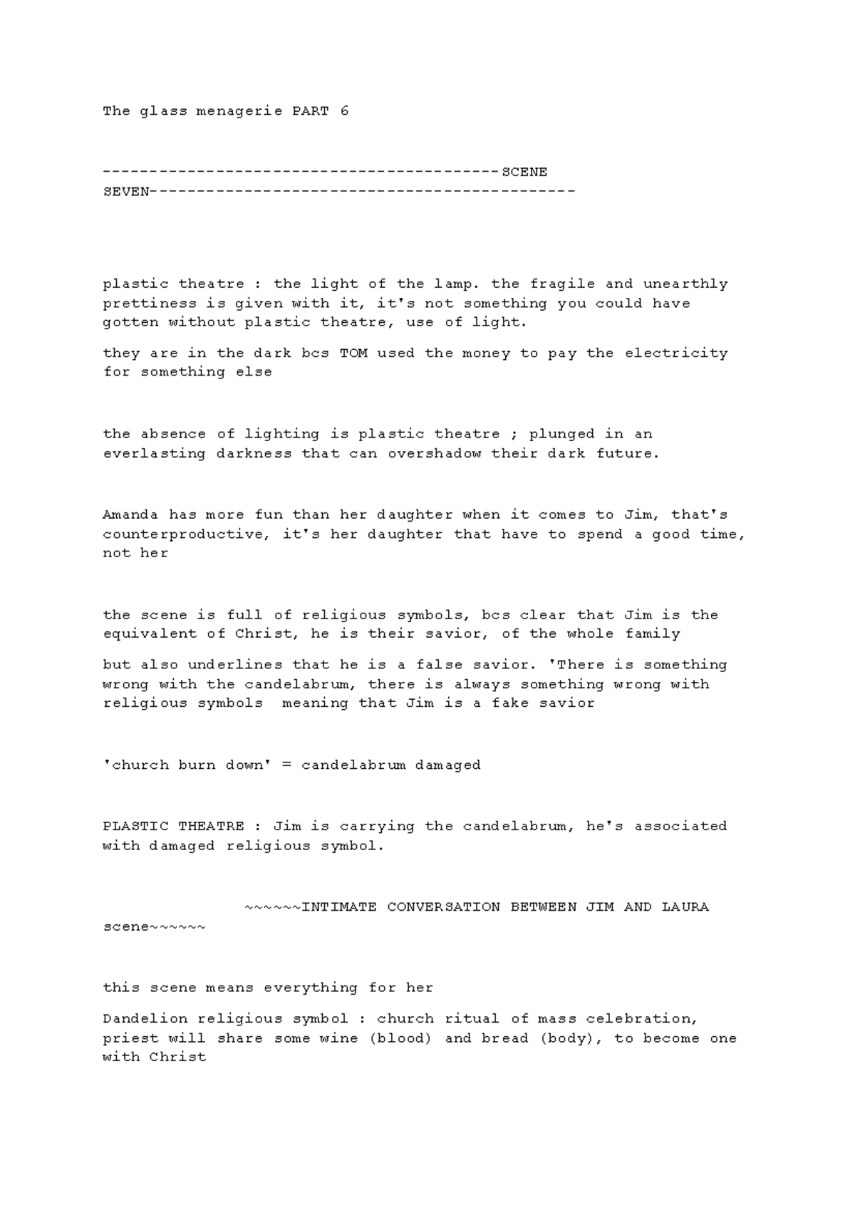 The glass menagerie notes Germb 115 Part 3 - The glass menagerie PART 6 ...