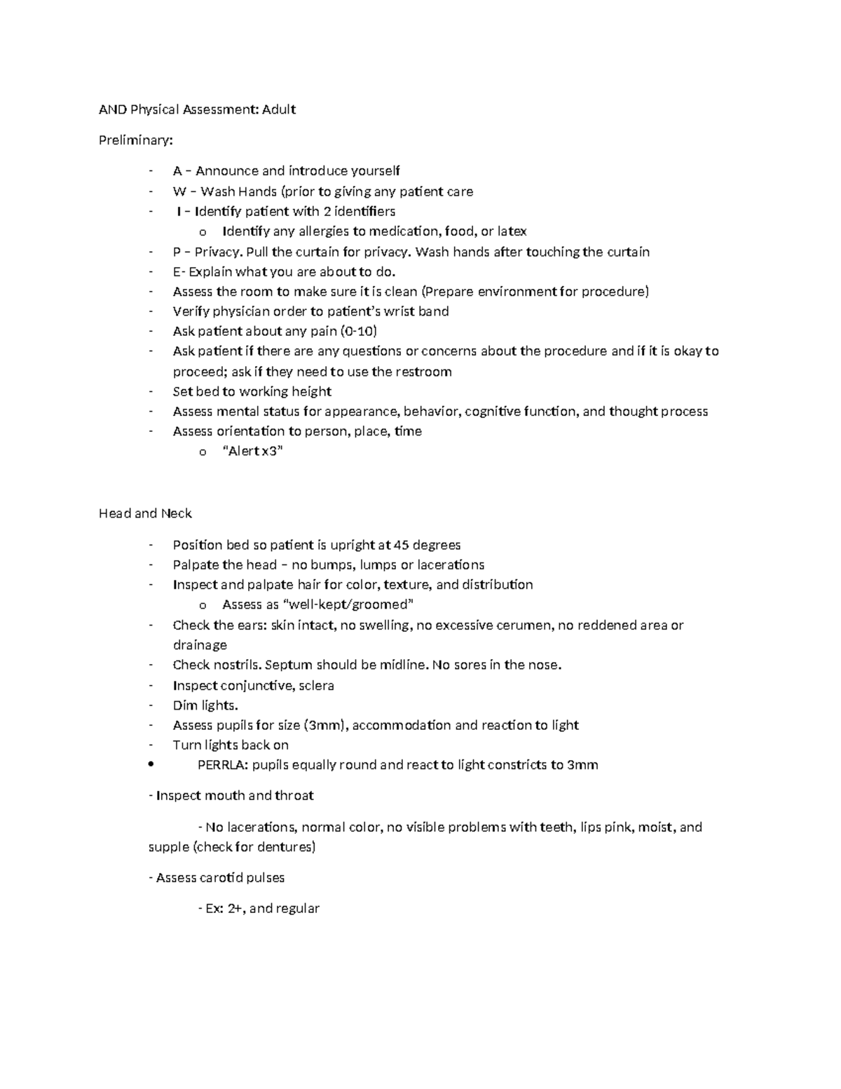 ADN Physical Assessment-1 - AND Physical Assessment: Adult Preliminary ...