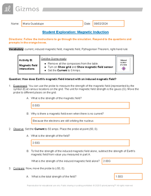Electromagnetic Induction gizmo answer key - Activity A ...