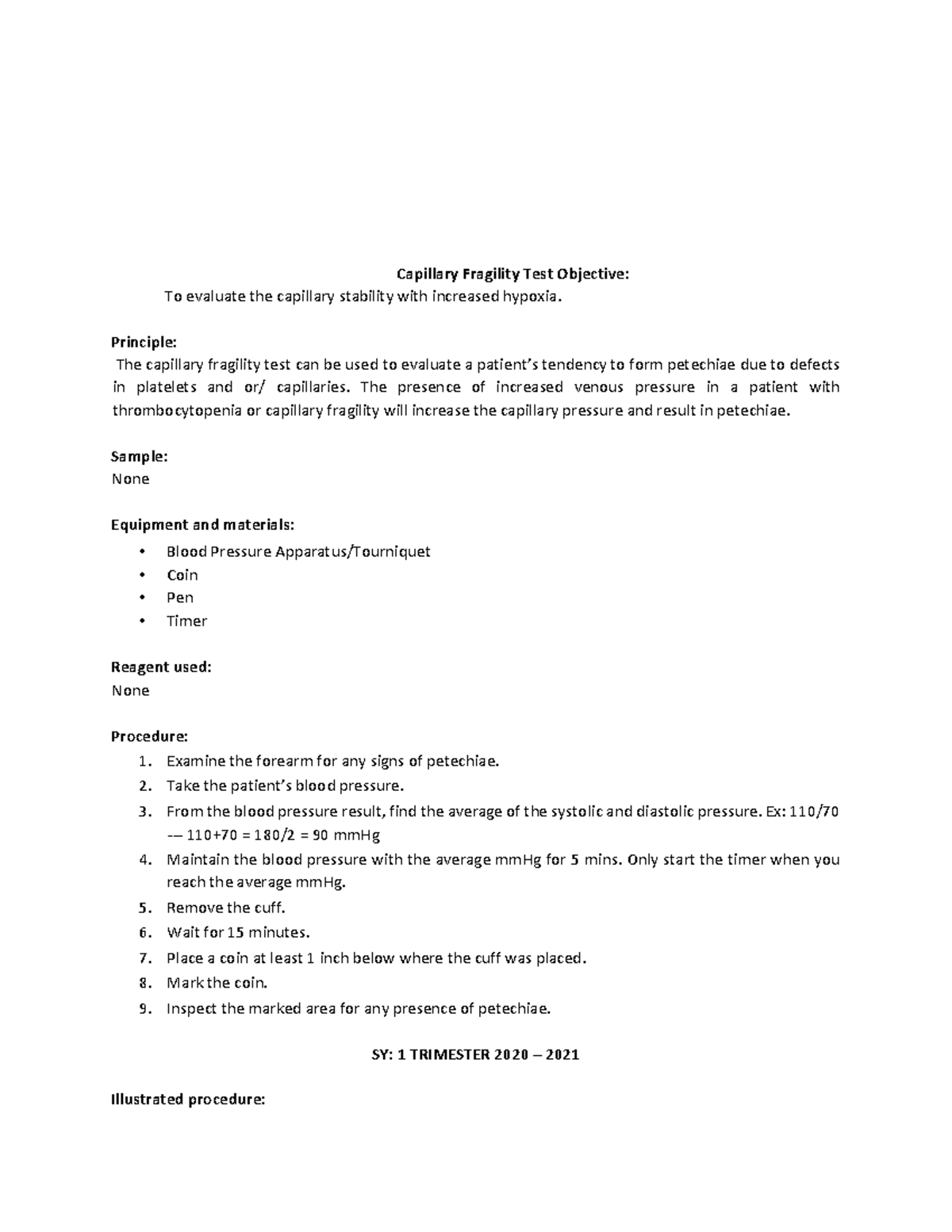 Capillary Fragility Test - Principle: The capillary fragility test can ...