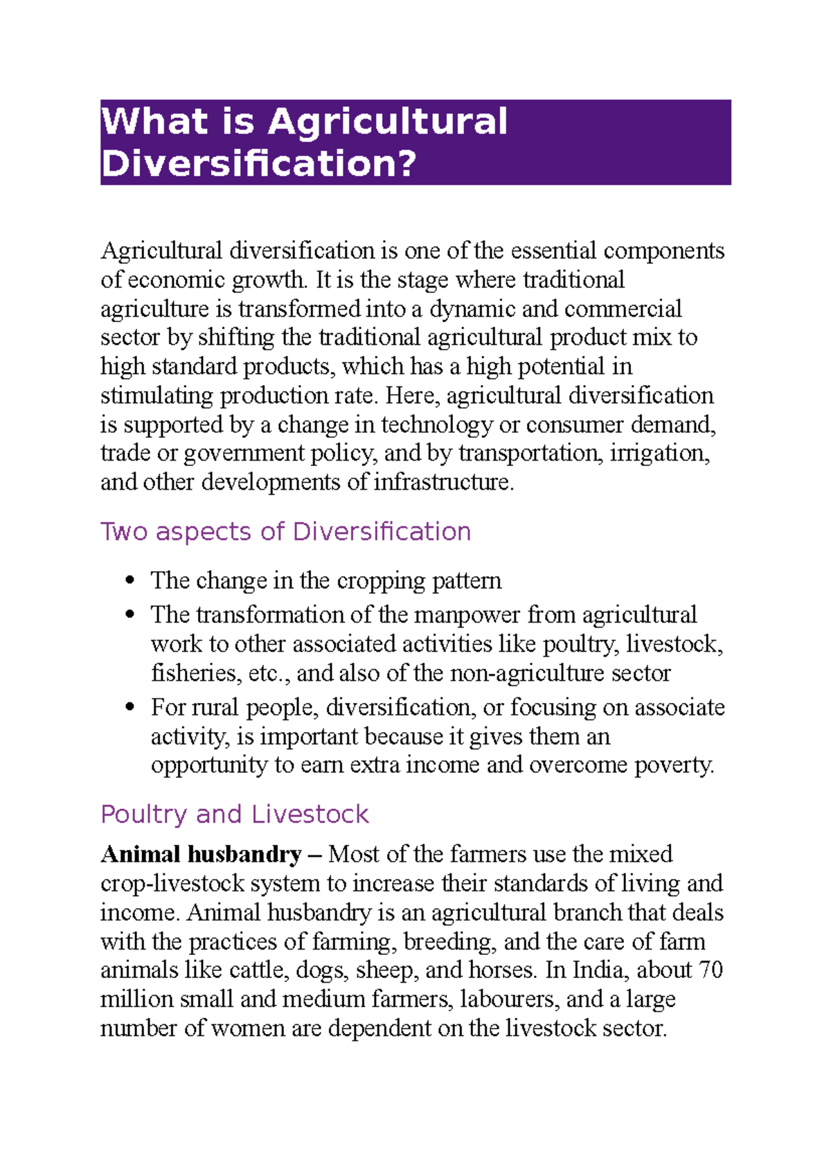 What is Agricultural Diversification - What is Agricultural ...