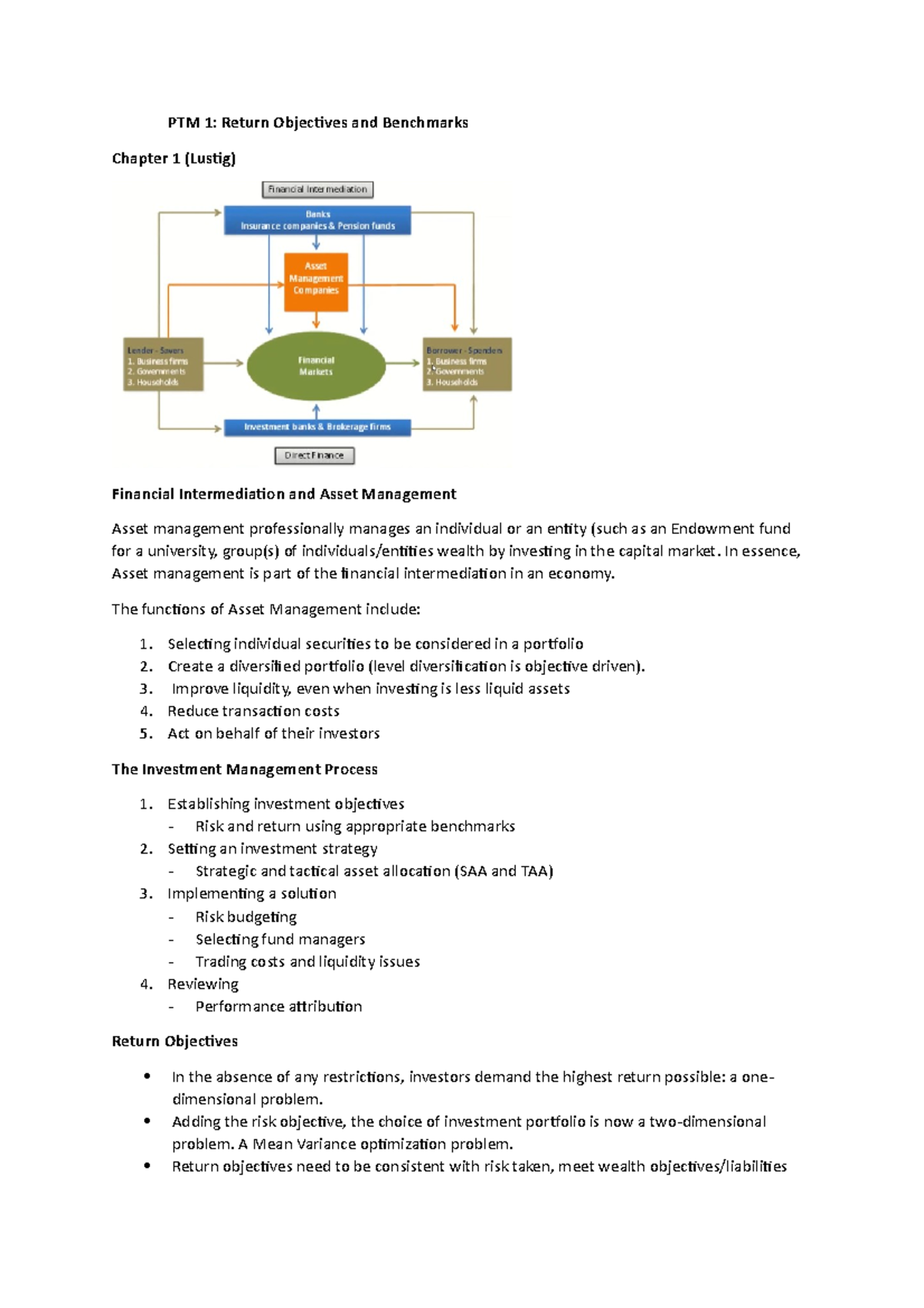 PTM - Lecture notes 1 - CORPFIN 7019 - Adelaide University - Studocu