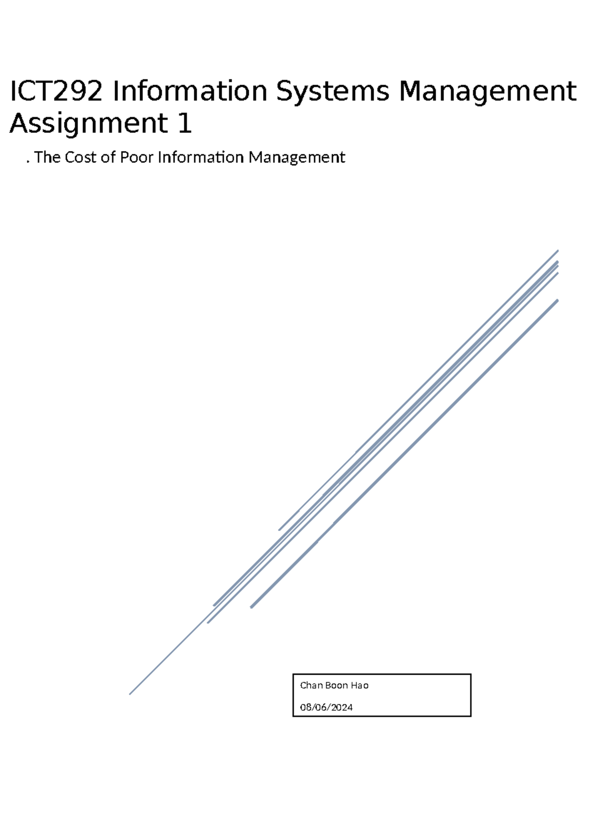 Report - Try - ICT292 Information Systems Management Assignment 1 . The ...