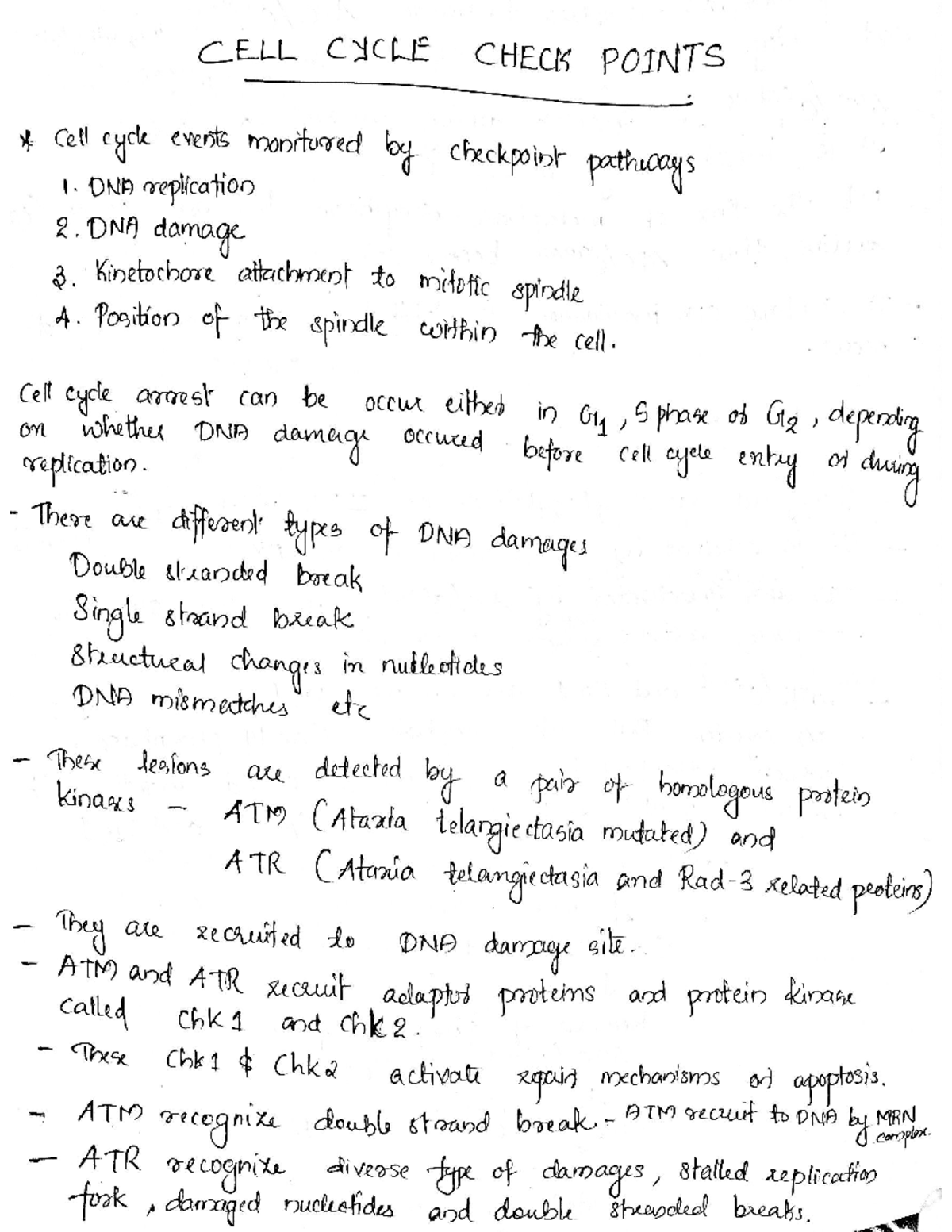 Cell cycle checkpoints - MSc. Zoology - Studocu