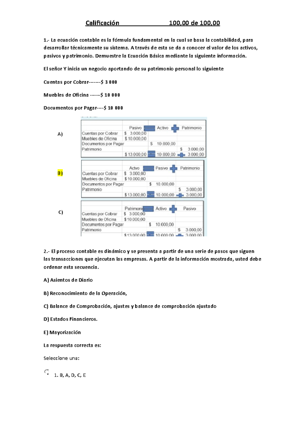 Contabilidad Completo - 1.- La ecuación contable es la fórmula ...