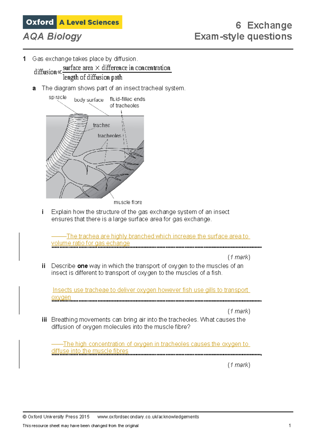 Exchange Eo T Questions - Kerboodle - AQA Biology Exam-style questions ...