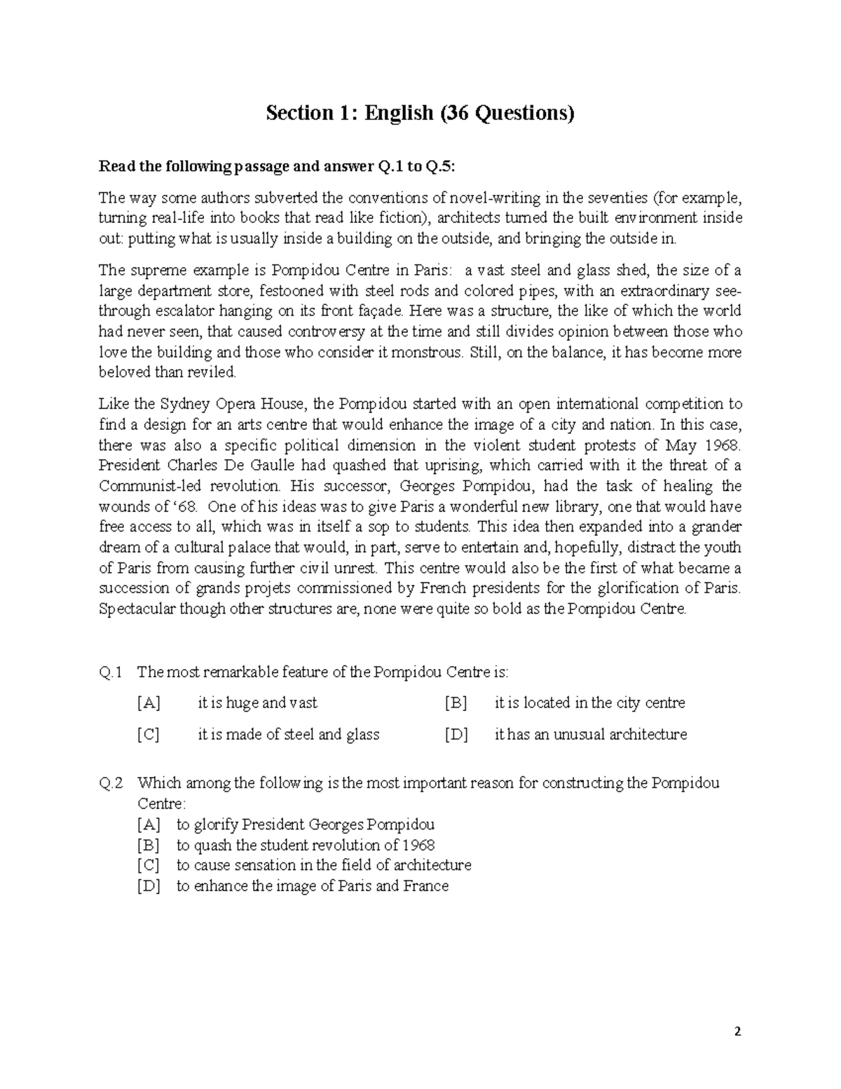 HSEE 2017 Sample-Paper - Section 1: English (36 Questions) Read the ...