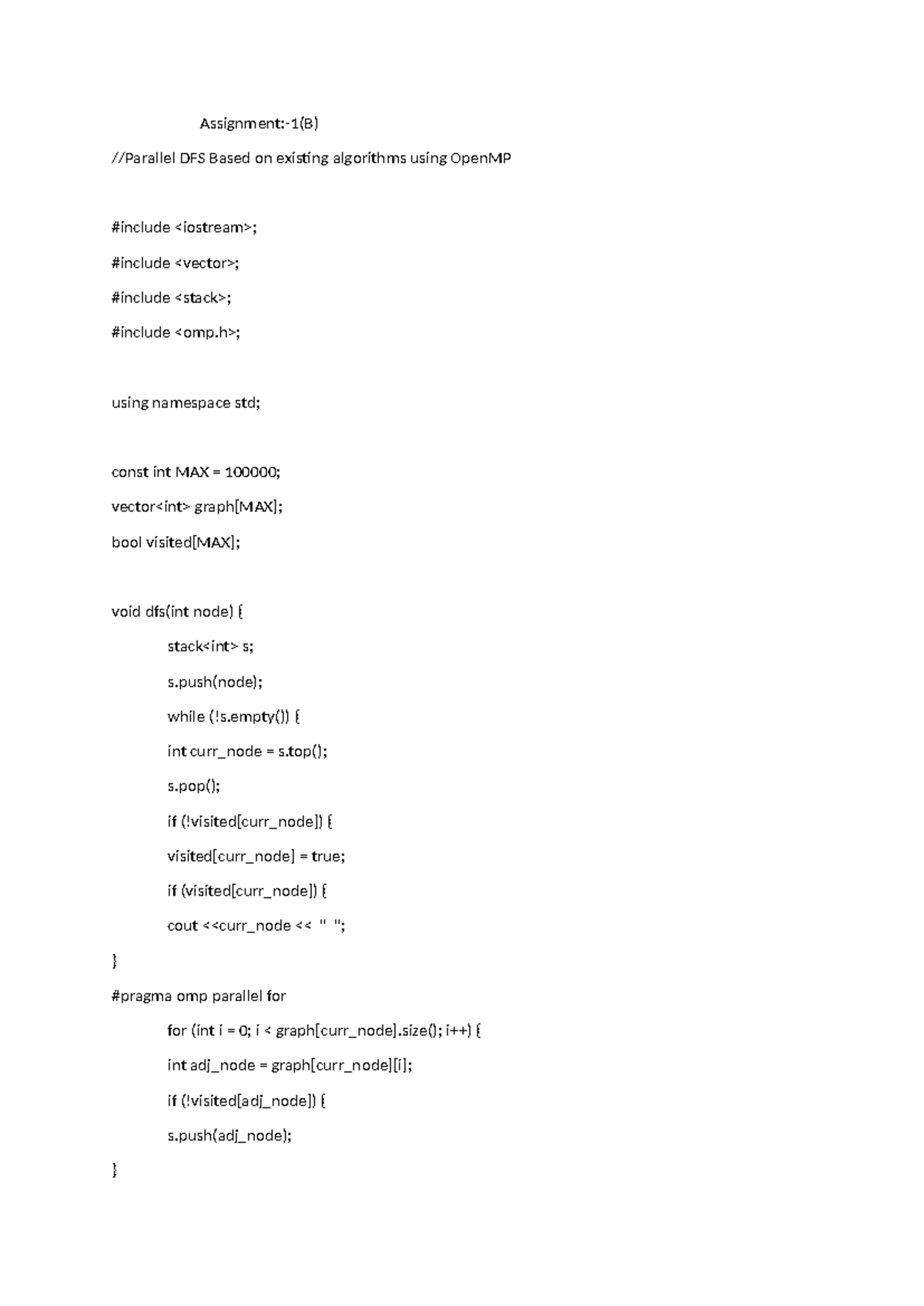 Assignments HPC - fdfere fvfgr vbfbfhf fbfhfhr - Assignment:-1(B) //Parallel DFS Based on ...