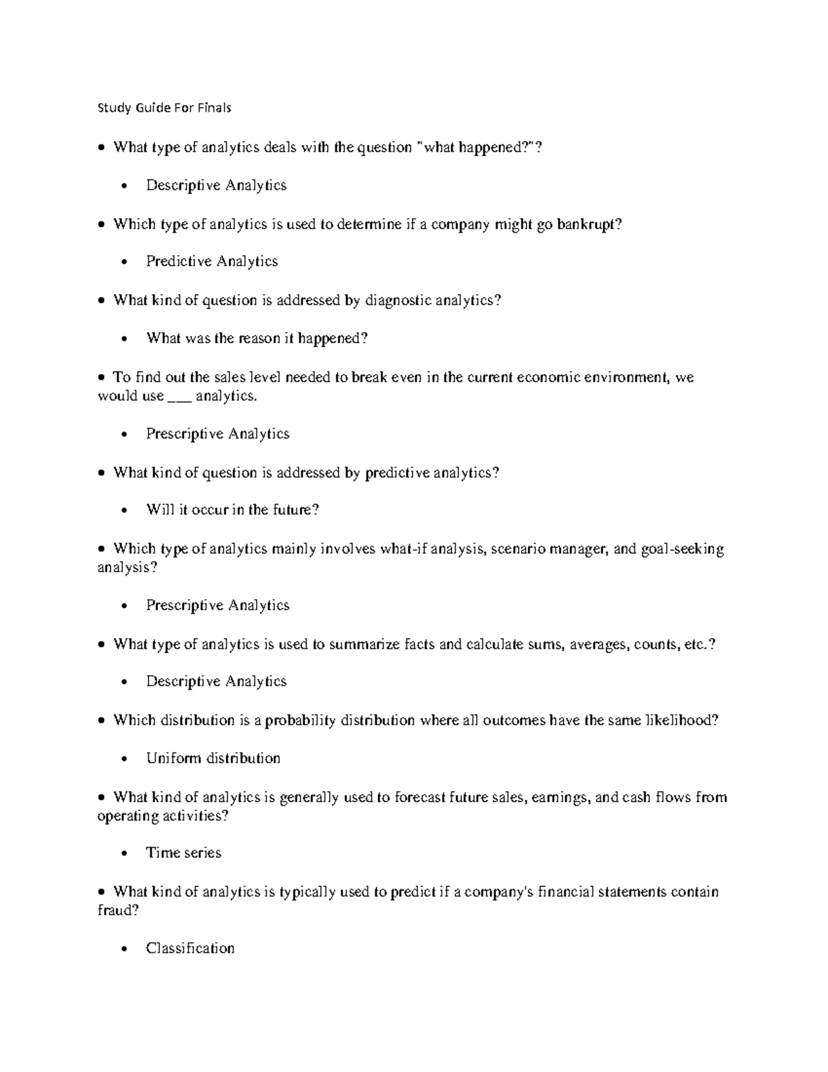 Study Guide For Finals - final - Study Guide For Finals • What type of ...