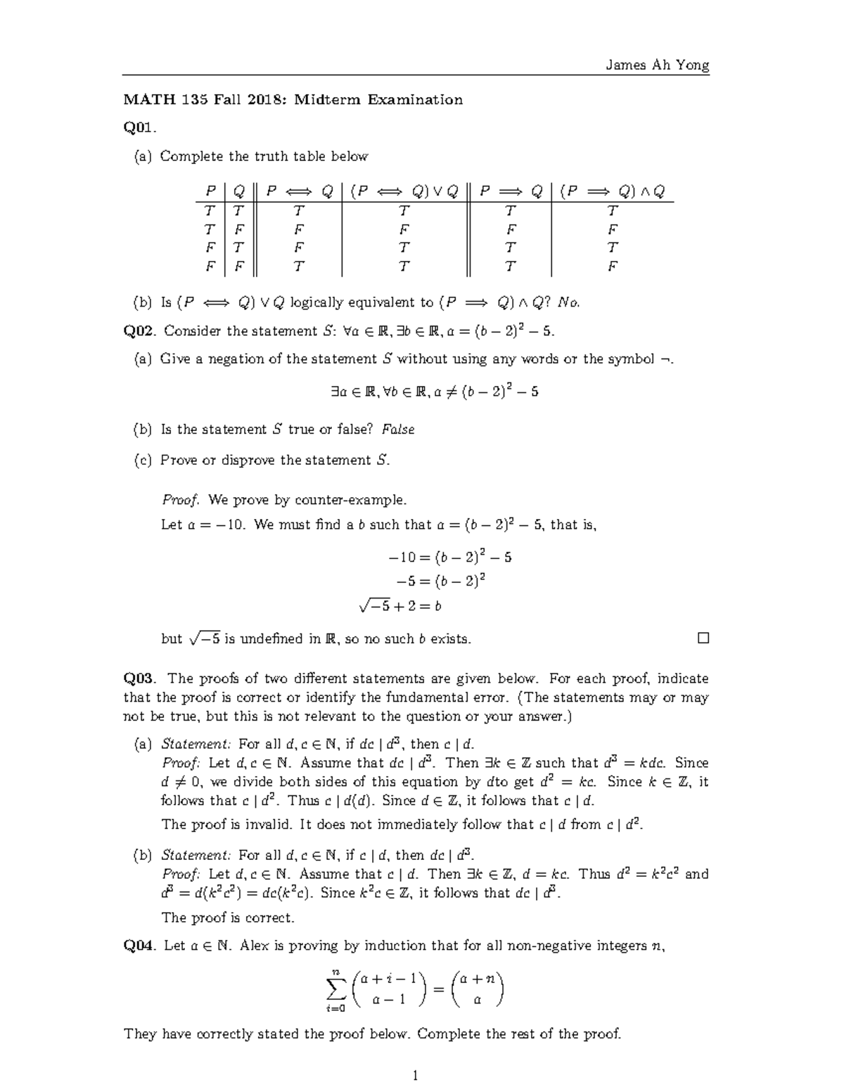MT2018 F - 2018/2019 midterm for math 135 - James Ah Yong MATH 135 Fall ...