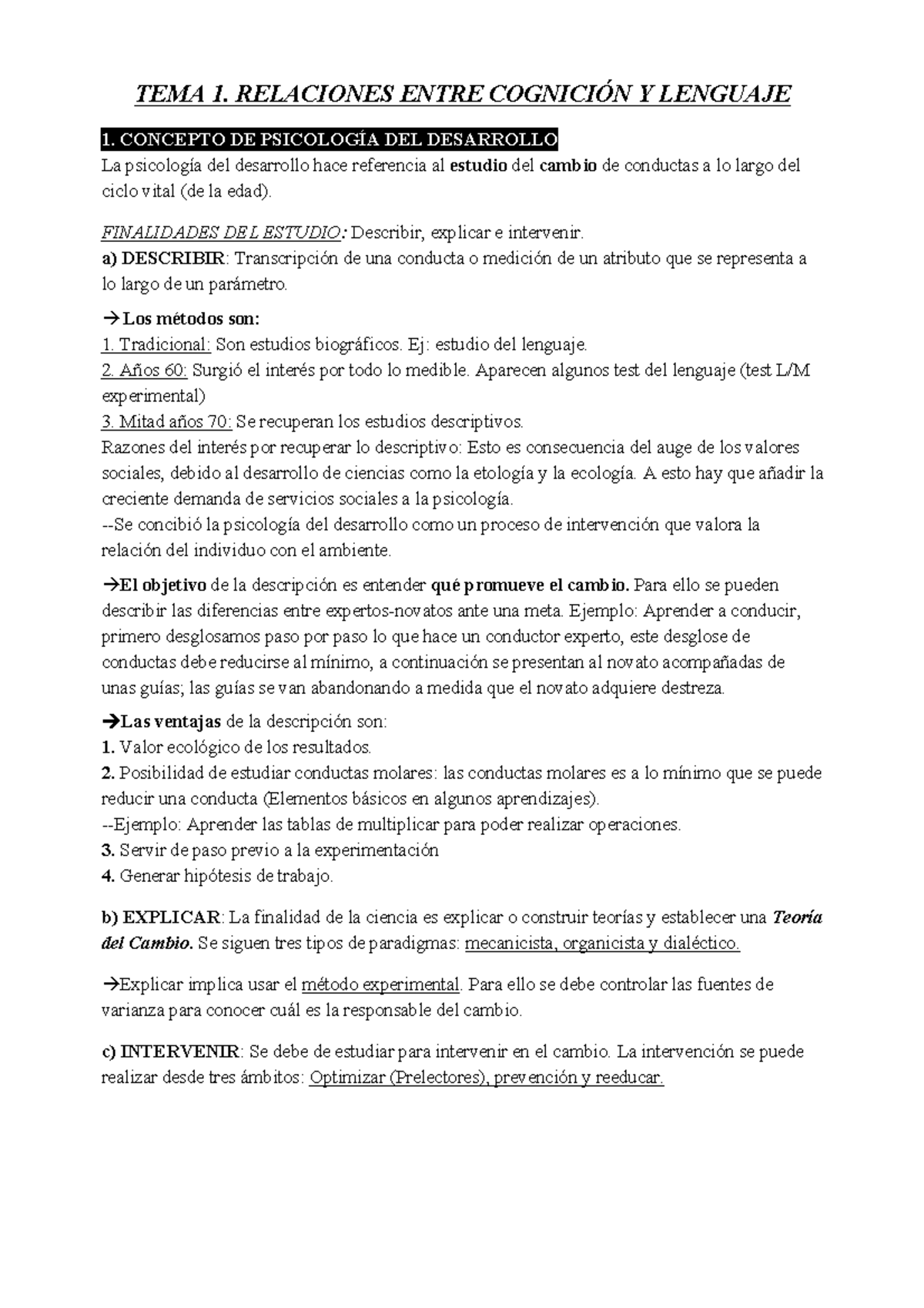 Tema 1 DECOLIN - TEMA 1. RELACIONES ENTRE Y LENGUAJE 1. CONCEPTO DE DEL ...