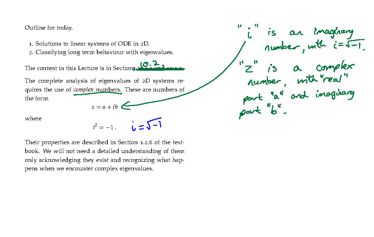 Solving Linear Systems in 2D Lecture Slides - Outline for today. 1 ...