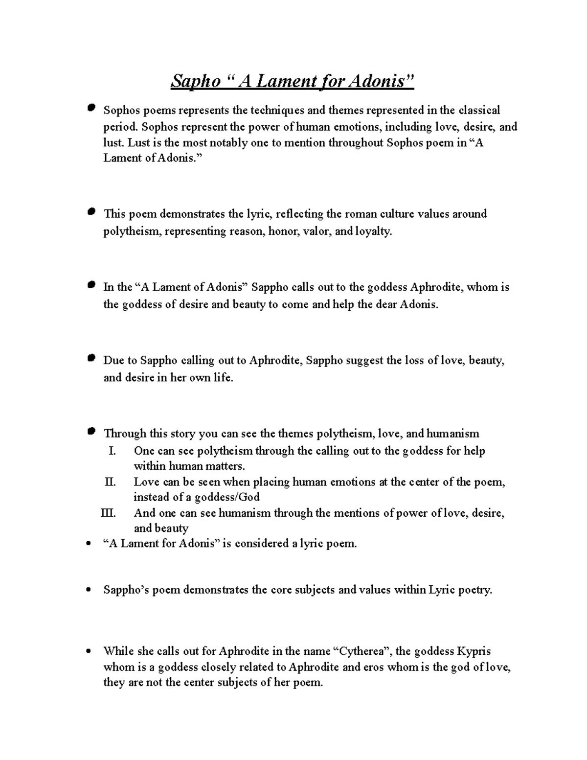 A lamant for adonis 2 - Sapho “ A Lament for Adonis” Sophos poems ...