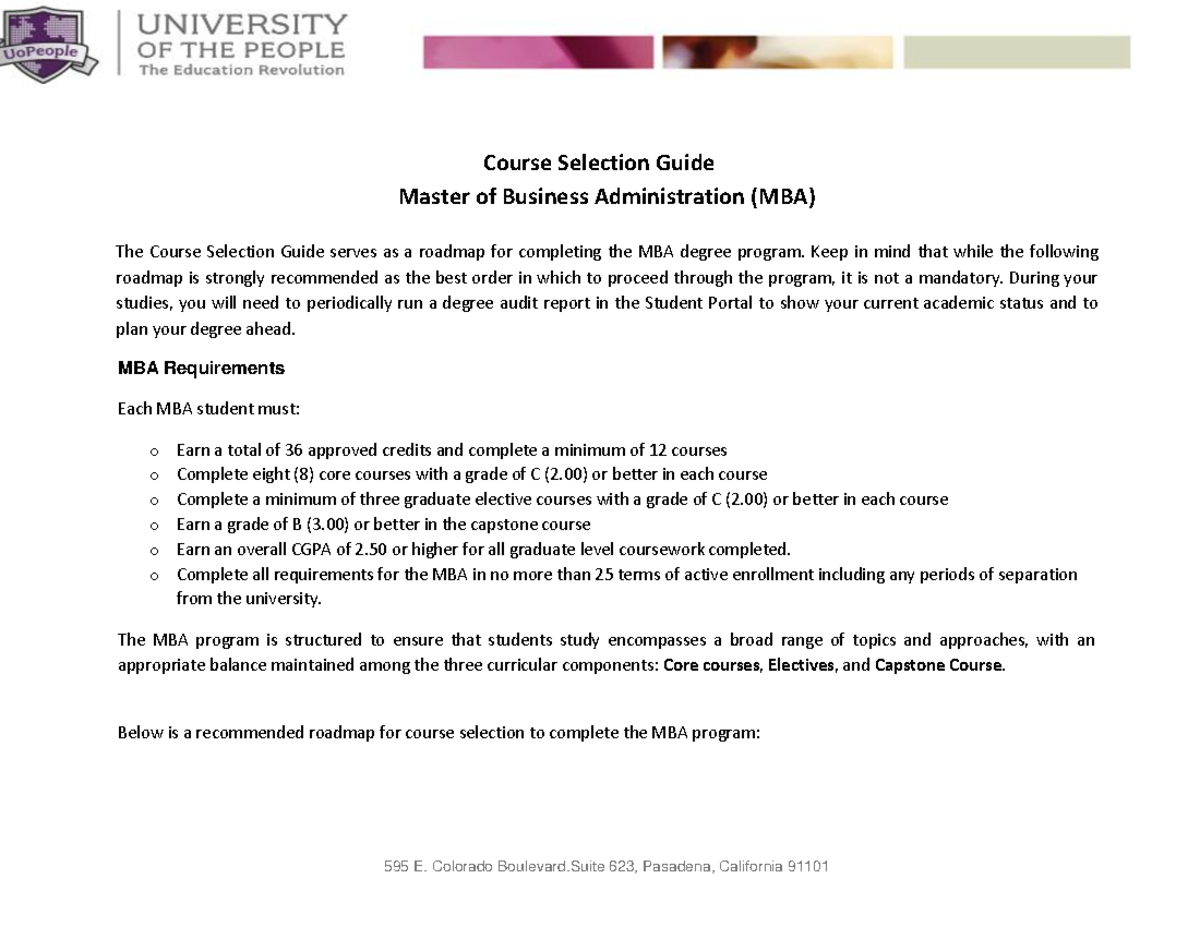 Course Selection Guide - 595 E. Colorado Boulevard 623 , Pasadena ...