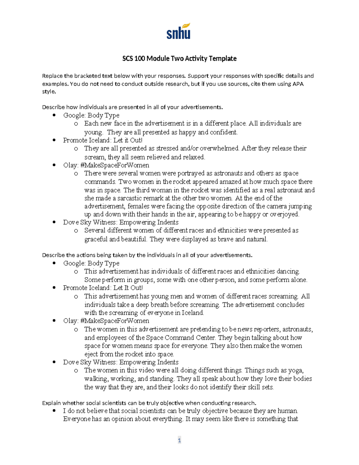 SCS 100 Module Two Activity Template - SCS 100 Module Two Activity ...