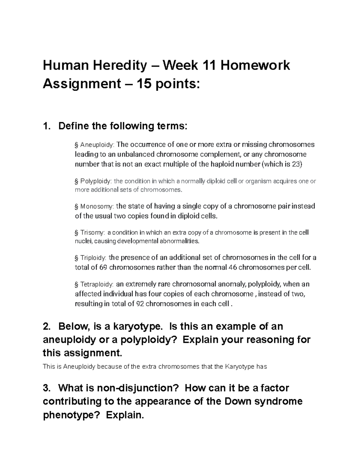 Week #11 - Homework for week 11 - Human Heredity – Week 11 Homework ...