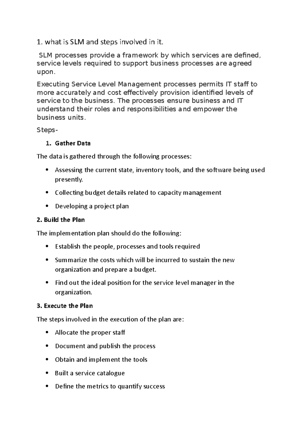 ITM Unit 2 - Service Level Management, Financial Management, IT Service ...