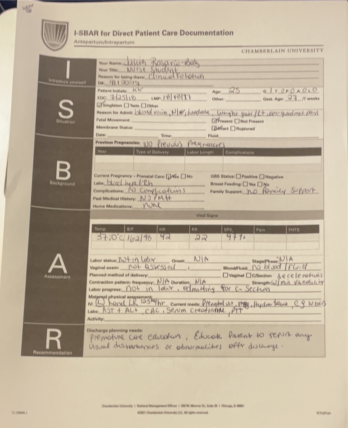 Week 7-1 - ISBAR - NR-327 - Studocu
