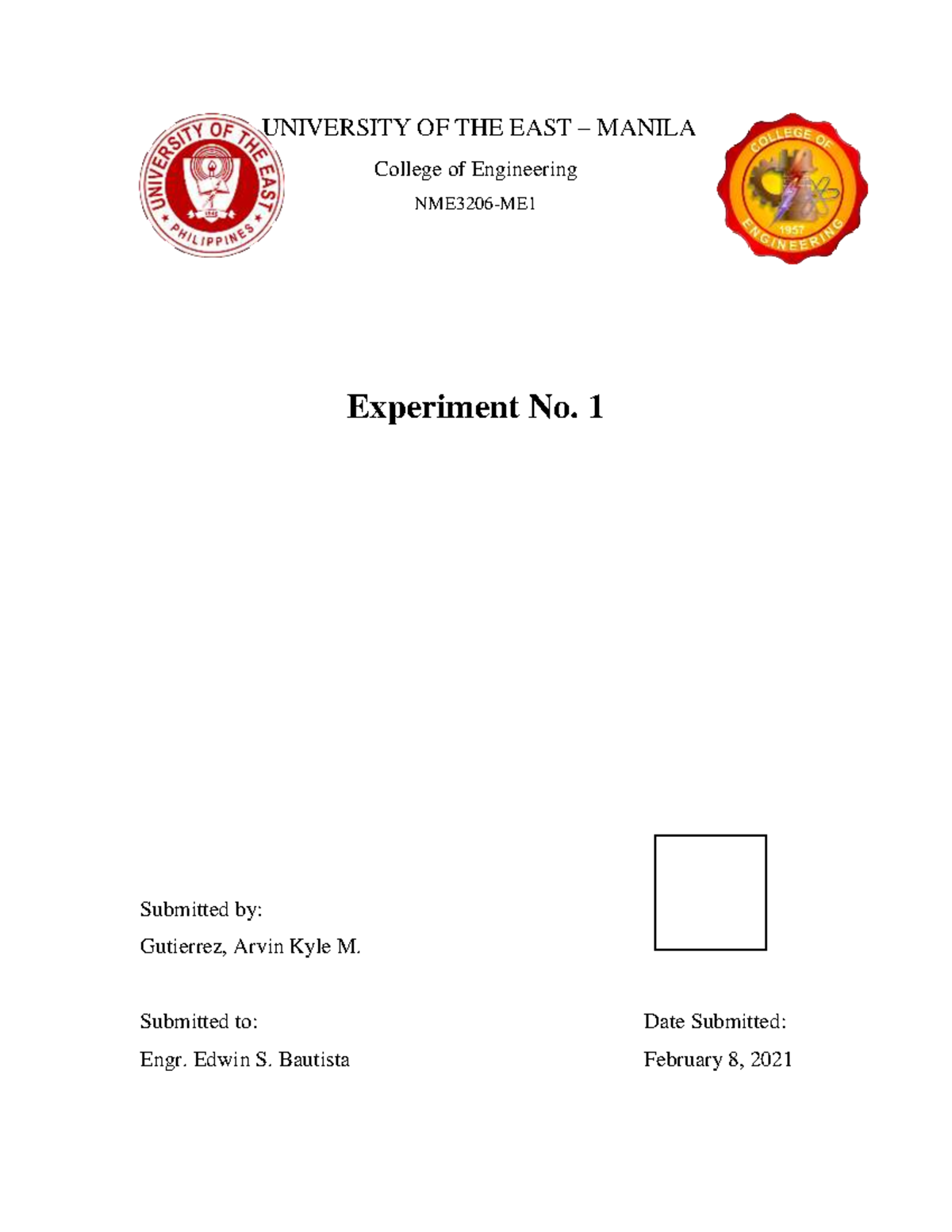 Gutierrez Module 1 Activity No. 5 Experiment No. 1 - UNIVERSITY OF THE ...