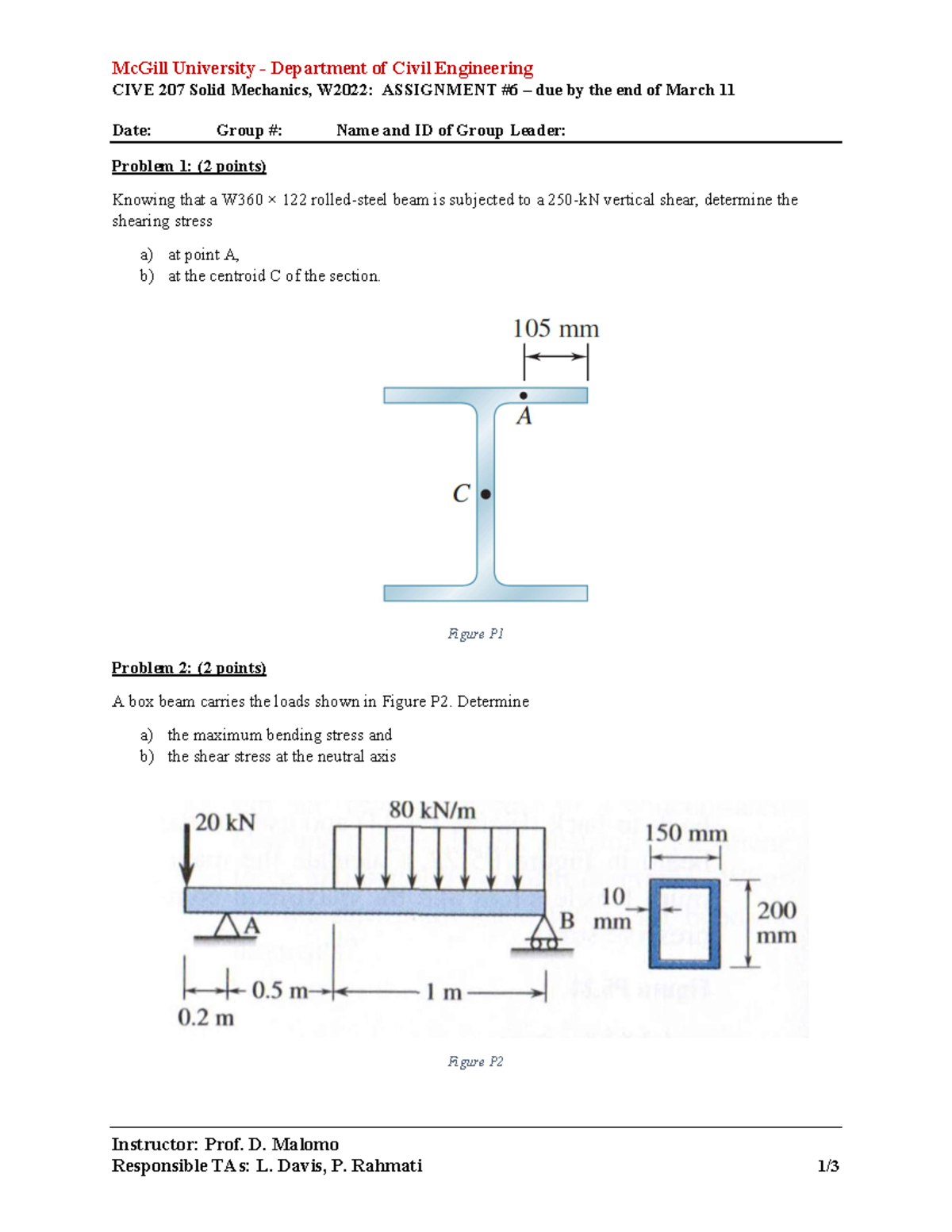 Assignment 6 CIVE207 W22 - McGill University - Department of Civil ...
