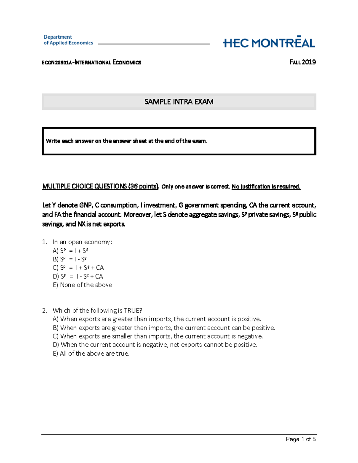 ECON20801 A Intra Sample Exam - Page 1 of 5 ECON 20801 A-INTERNATIONAL ...