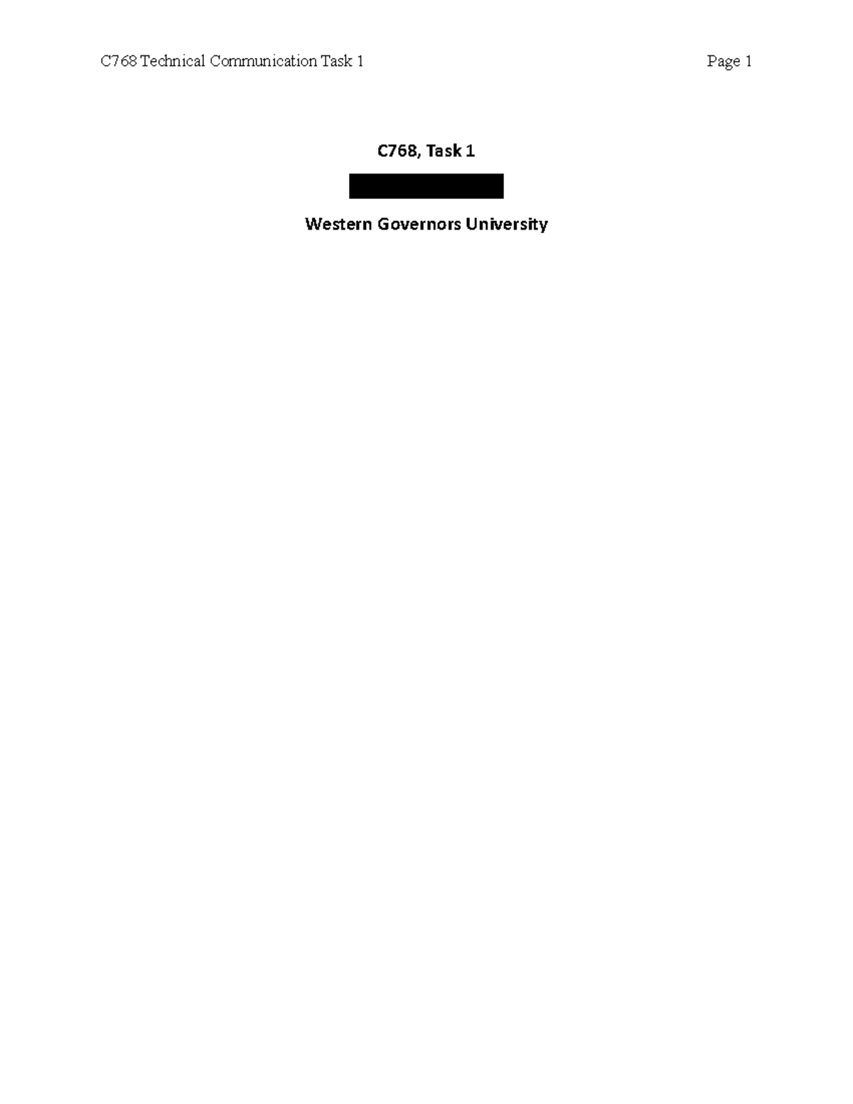 Technical Communication C768 Task 1 - C768, Task 1 William R. Bickford ...