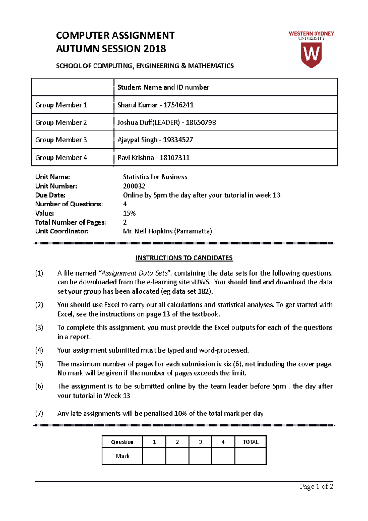 Assignment Autumn 2018 - COMPUTER ASSIGNMENT AUTUMN SESSION 2018 SCHOOL ...