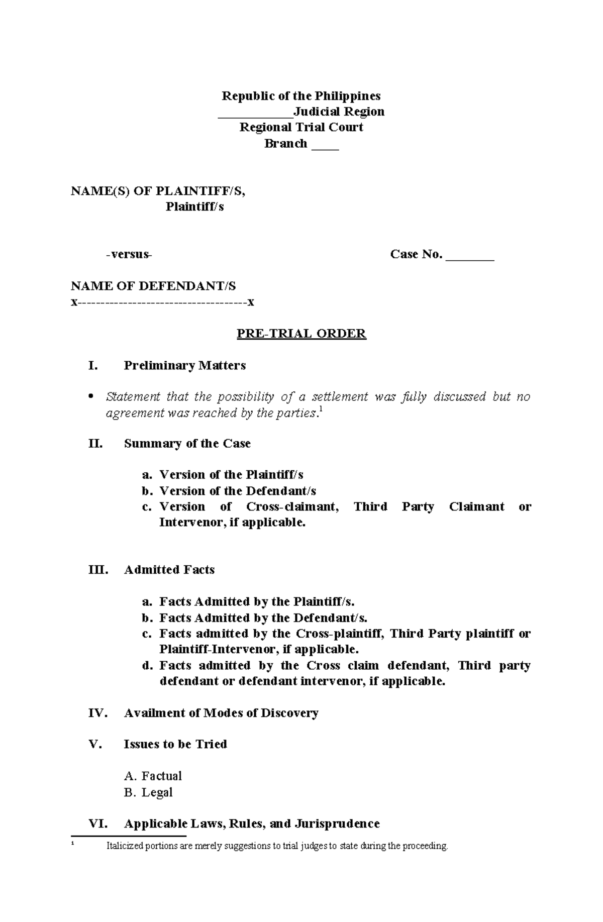 Pre-Trial-Order-and-Minutes-of-Pre-Trial-Template-2021 - Republic of ...