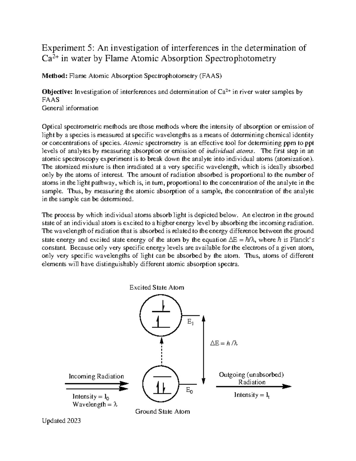 2023 CHM 2354 Experiment 5 - Experiment 5: An investigation of ...