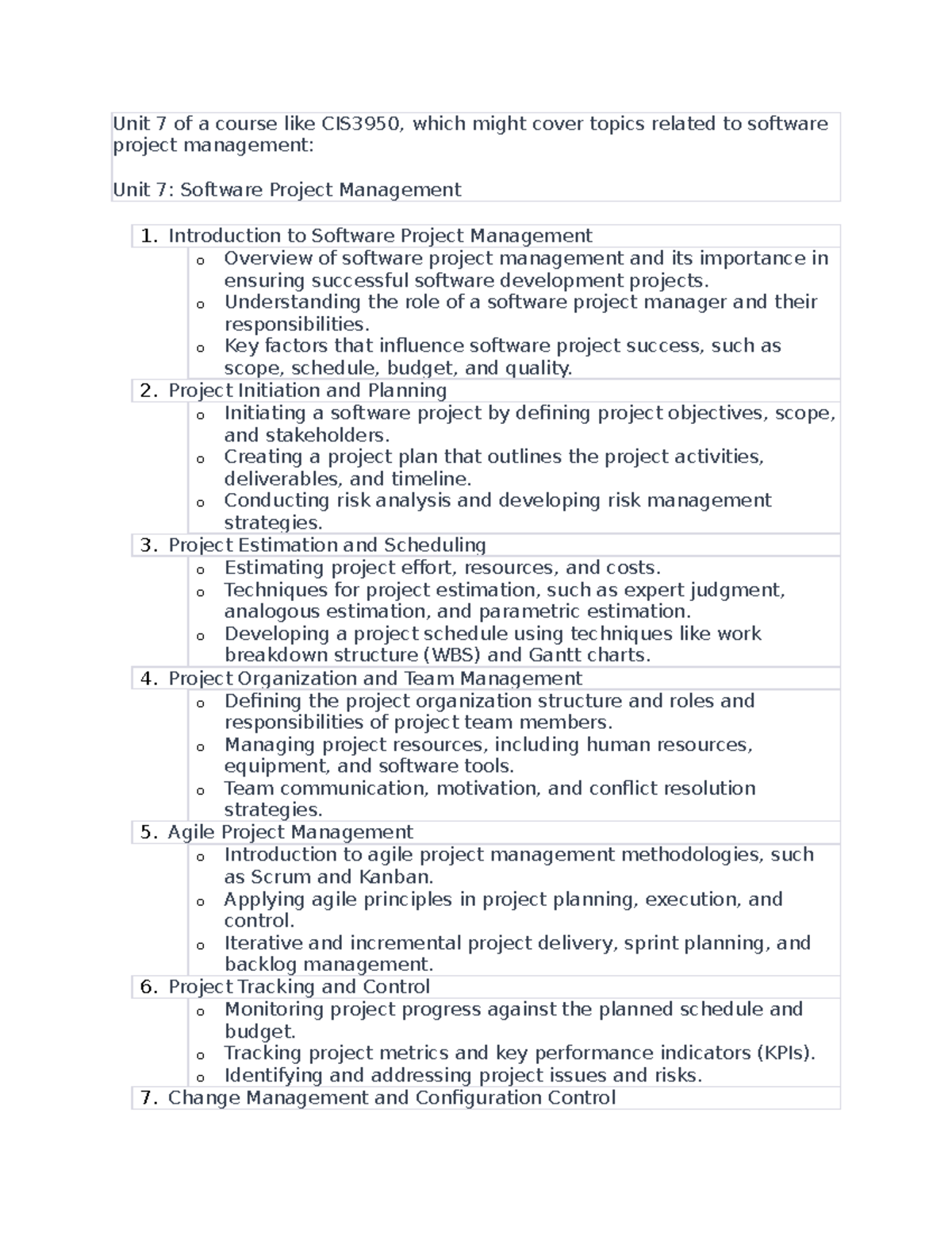 Unit 7 of CIS3950 - Unit 7 of a course like CIS3950, which might cover ...